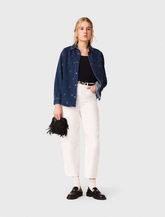 Maje Jeanshemd Mit Strass - Blau - Maje