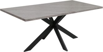 Hhg Neuwertig] Esszimmertisch HHG 169, K&uuml;chentisch Tisch Esstisch, Industrial mdf Metall 180cm Marmor-Optik grau