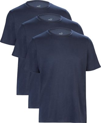 Puma T-Shirt Herren Kurzarm, Statement Deluxe Edition, Baumwolle, Marineblau, Gr&ouml;&szlig;e L - 3er Set
