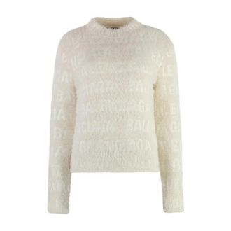 Balenciaga Logo Jacquard Pullover Frauen Italien - - Knitwear - Damen - Beige - M