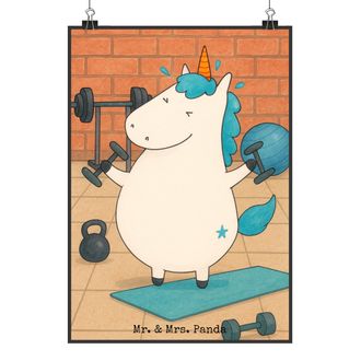 Mr. & Mrs. Panda Bild Einhorn Fitness Design DIN A0 - Geschenk, Einh&ouml;rner, Kunstdruck, Wandbild, Sport, Poster, wandkunst, Fitnessstudio, wanddeko, Unicorn, Gym
