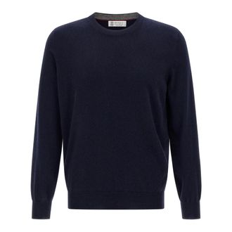 Brunello Cucinelli Cashmere Rundhalspullover - - Knitwear - Herren - Blau - 3XL