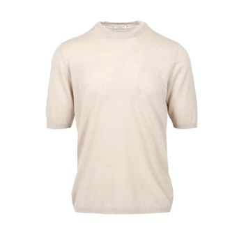 Paolo Pecora Beiger Baumwoll Rundhals Halbarm Pullover - - Knitwear - Herren - Beige - L