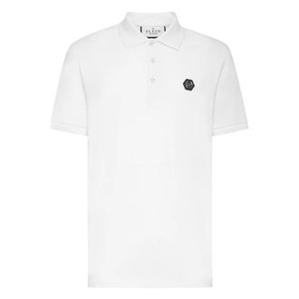 Philipp Plein Slim Fit Polo Shirt SS Baroque Skull - - Tops - Herren - Wei&szlig; - 3XL