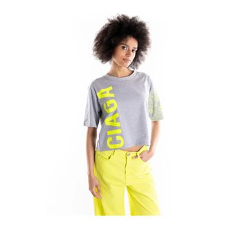 Brand Unique Femme, Tops, Gris, Taille: 40 FR Crop T-shirt &agrave; col ras du cou