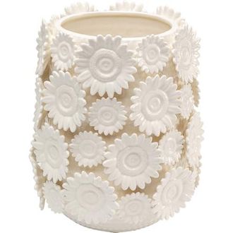 Kare Design Vase Design Sunflowers - Blanc - Vase décoratif - Motif tournesols - pour Salon, Couloir - Hauteur : 30 cm
