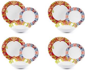 Excelsa Oriental Spring Tellerservice, 12-teilig, Porzellan, Set für 4 Personen, mehrfarbig