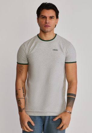 Siksilk Herren Grau Meliert Ringer T-Shirt XXL