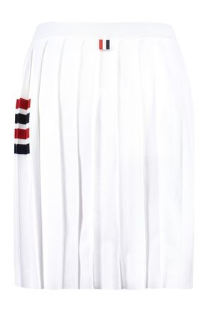 Thom Browne Womens Pleated Knitted Skirt White Cotton