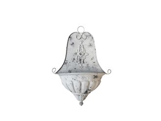 Chic Antique Wandtopf Wandkorb Pflanztopf Wand Halbschale antik- Creme Metall Zink Nostalgie