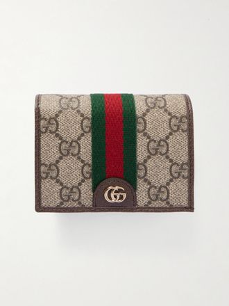 Gucci Ophidia Portemonnaie Aus Bedrucktem, Beschichtetem Canvas Mit Lederbesätzen - Neutral