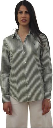 Ralph Lauren Femme, Blouses et Chemises, Vert, Taille: 38 FR Chemise Ray&eacute;e en M&eacute;lange de Lin