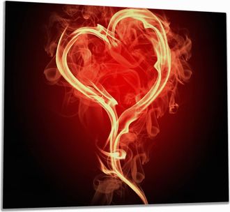 Wallario Herdabdeckplatte/Spritzschutz aus Glas, 1-teilig, 60x52cm, für Ceran- und Induktionsherde, Brennendes Herz