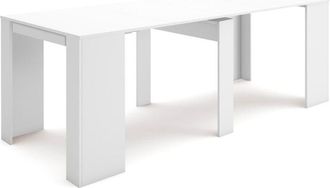 Skraut Home Skraut Home - Ausziehbarertisch, Multifunktionaler ausziehbarer, 220, F&uuml;r 10 G&auml;ste, Esszimmertische, Moderner Stil, Wei&szlig;