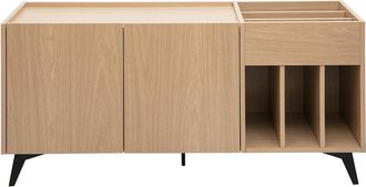 Miliboo Buffet zur Aufbewahrung von Vinyls in hellem Eichenholzfinish mit schwarzem Metall L140 cm SEDA
