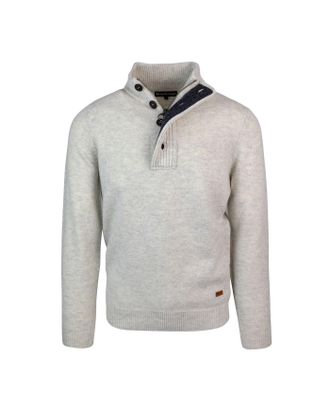 Barbour Mens Half-Zip Knit Jumper Pearl Wool Jumpers Sweater