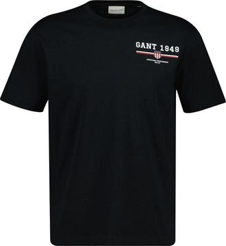 GANT Herren Printed Graphic SS T-Shirt, Black, L