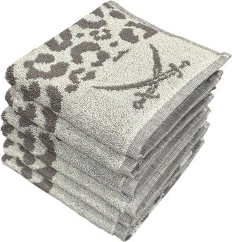 Sansibar G&auml;stetuch-Set Leo (6-teilig) - 100% Baumwolle, 550 g/m&sup2; Zwirnfrottier, edles Leo-Muster S&auml;beln, weich & saugstark - 30&times;50 cm (Silber/Anthrazit)