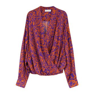 Dries Van Noten Lang&auml;rmlige Bluse mit tiefem V-Ausschnitt - - Blouses & Shirts - Damen - Mehrfarbig - L
