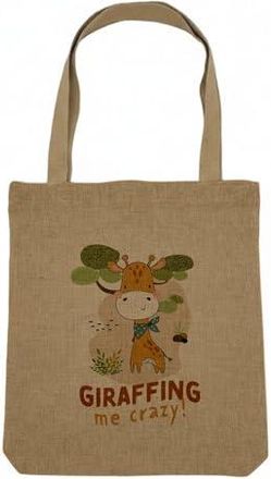 Fabulous Sac Shopping Tote Bag Aspect Lin - Giraffing me Crazy! Giraffe Humor Drawing Illustration - Sac de Courses Toile Epaisse 360g Beige Naturel Cabas Port