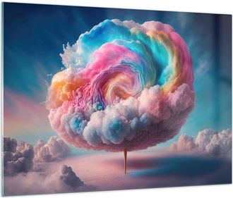 Arttor Bilder auf Glas Pastell Wolken Zuckerhaltig Glasbild 70x50cm Wandbilder Dekoration Wohnzimmer Schlafzimmer K&uuml;che Deko Klein Wanddeko Bild im Glas Wand