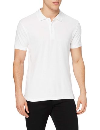 Fruit Of The Loom Premium-Polohemd f&uuml;r Herren, Kurzarm Gr. M, wei&szlig;