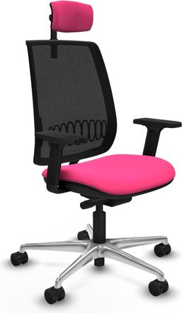 Piqueras y Crespo Ergonomischer Stuhl mit Alaro-Kopfst&uuml;tze mit 2D-Armen, h&ouml;henverstellbare Lendenwirbelst&uuml;tze und h&ouml;henverstellbares Kopfteil, Schwarz/Rosa