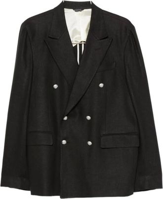 Brian Dales Homme, Vestes, Noir, Taille: 2XL 005 Giacca Di Lino Doppio Ptt
