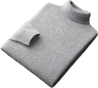 Generic Pull &agrave; col roul&eacute; en laine pour homme - Doux et chaud - Manches longues, Gris clair 9, L