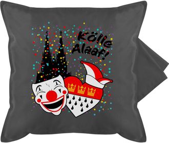 Shirtracer Kissenbezug - & Fasching - Kissen - K&ouml;lle Alaaf Kost&uuml;m K&ouml;ln Karneval Wappen I Jeck Rut Wiees I Narren I K&ouml;lsche Jecken - 50 x 50 cm - Grau - karnevals