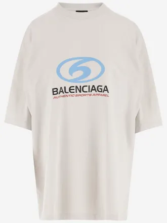 Balenciaga Womens Cotton T-Shirt With Logo Ivory T-Shirts & Jerseys