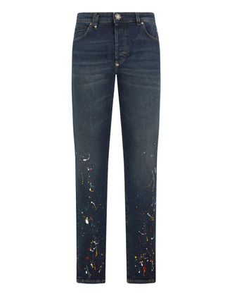 Philipp Plein Super Straight Cut Jeans Paint