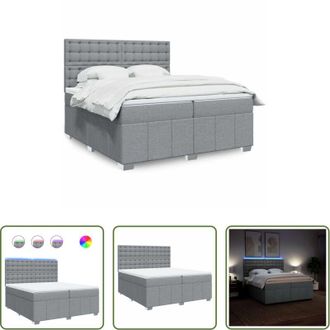 vidaXL vidaXL LED-Beleuchtung - Boxspringbett mit Matratze Hellgrau 200x200 cm Stoff