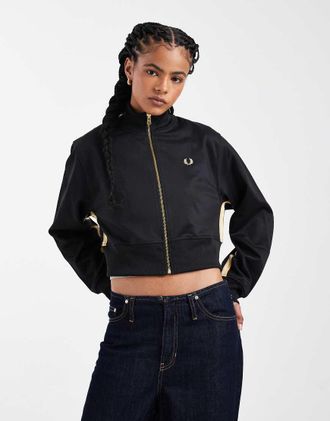 Fred Perry Trainingsjacke in Schwarz mit Logoband, Kombiteil