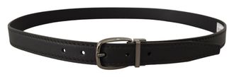 Dolce & Gabbana Mens Black Leather Metal Logo Buckle Belt