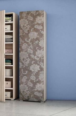 Dmora Mehrzweckschrank 1 Tür Fiordaliso, linearer Schrank mit 1 Tür und 7 Regalen, Säule für Eingang oder Badezimmer, modernes Schuhregal, 100 % Made in Ita