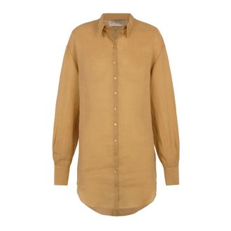 Cortana Femme, Blouses et Chemises, Brun, Taille: 44 FR Chemise Oversize en Ramie