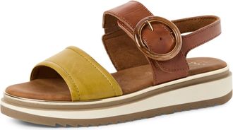 Marco Tozzi Damen Sandalen flach aus Leder mit Klettverschluss, Mehrfarbig (Pistacchio com), 38 EU