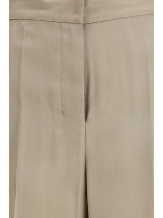 Max Mara Womens Silk Pants Sand Trousers