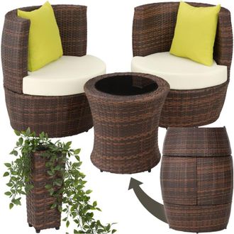 TecTake Tectake - Salon de jardin avec cadre en aluminium avec Plateau en verre de s&eacute;curit&eacute; Empilable