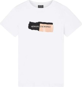 A|X Armani Exchange Femme, Tops, Blanc, Taille: 38 FR T-shirt en coton coupe droite