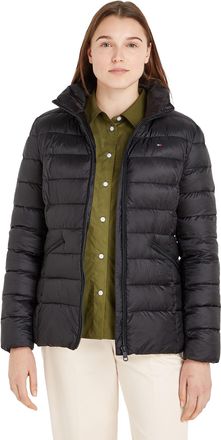 Tommy Hilfiger Damen Jacke Padded Global Stripe Jacket Übergangsjacke, Schwarz (Black), XXL