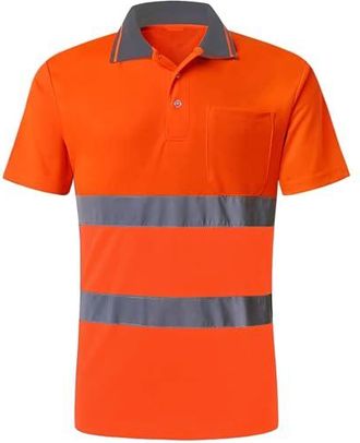 Gogo Polo R&eacute;fl&eacute;chissant &agrave; Manches courtes R&eacute;fl&eacute;chissant Tee Shirt Poche Haute Visibilit&eacute; Orange L