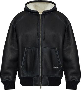 Off-white Veste en Shearling avec Capuche - Homme - Vestes - Noir - Taille: 2XL
