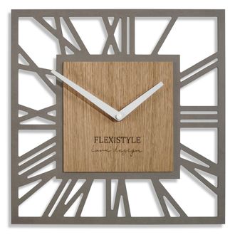 FlexiStyle Wanduhr ohne tickgeräusche modern LOFT Piccolo Square 30cm Wohnzimmer Badezimmer (Grau Eiche), z219n
