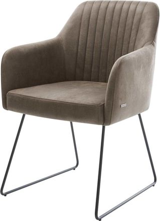 DELIFE Polsterstuhl Greg-Flex Kufengestell Schwarz Mikrofaser Taupe Vintage Taschenfederkern