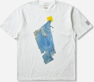 KAPITAL Men s 20/-Jersey Crew T-Shirt (Peckish Boro Piece) White