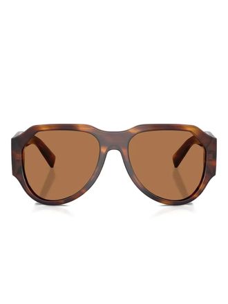 Dolce & Gabbana Eyewear lunettes de soleil &agrave; monture g&eacute;om&eacute;trique - Marron
