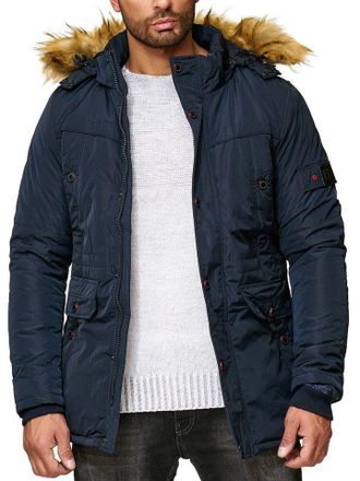 Reslad Winterjacke Herren Jacke Winter-Jacke Herren-Parka Kapuzen-Jacke Fell-Kragen Anora warme gesteppte Jacke mit Kapuze