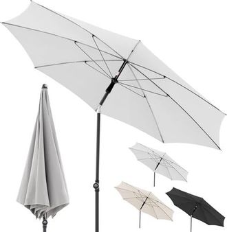 Doppler Sonnenschirm für den Garten Rethink 200cm in Hellgrau - Runder Sonnenschirm für Balkon & Terrasse - Nachhaltiger Schirm aus 100% recyceltem Polyesterg